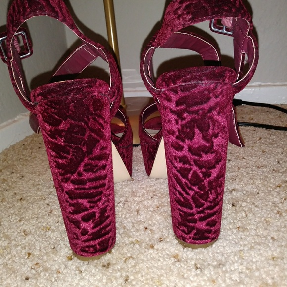 Shoes | Burgundy Velvet Platform Heels | Poshmark